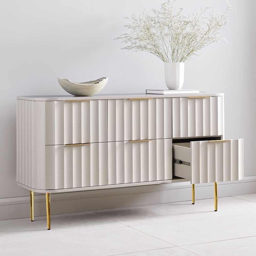 Commode de Chambre Moderne avec 6 Tiroirs Blanche