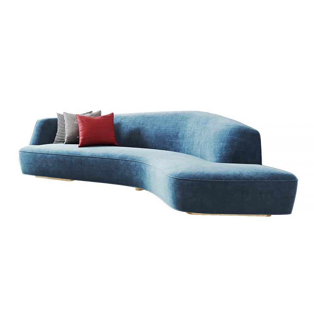 82.7"/94.5" Blue Curved Sofa Upholstered Corner Chaise Sofa Velvet