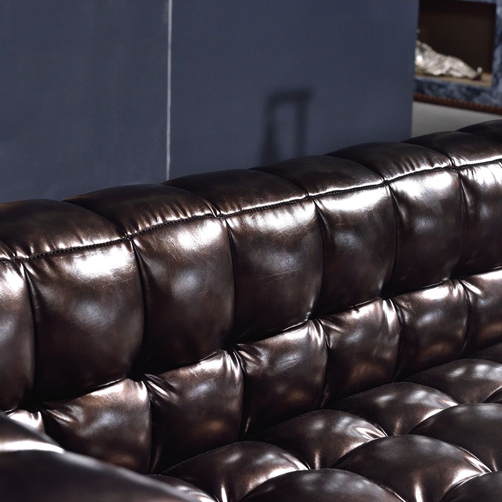 Modern Metallic Sofa Upholstered Sofa 3-Seater Sofa Faux Leather Luxury ...