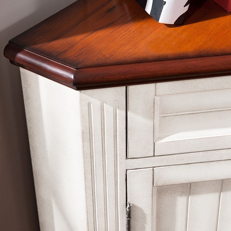 Farmhouse Corner Accent Cabinet Distressed Triangle Cabinet with Doors ...