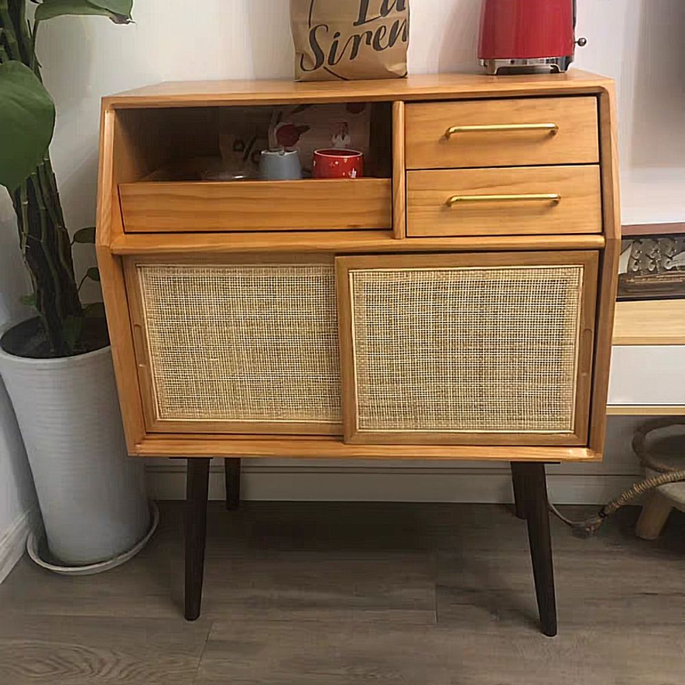 Modern Side Storage Cabinet Sideboard with Sliding Door Cabinet with 2 ...
