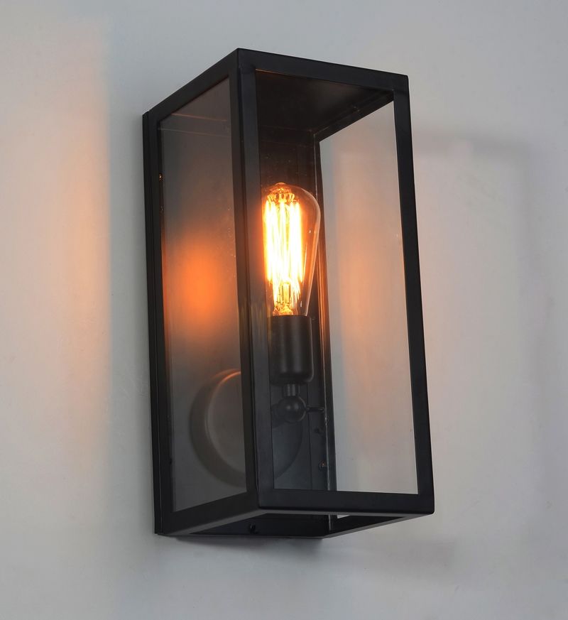 Industrial Square Matte Black Metal Single-Light Outdoor Wall Lantern