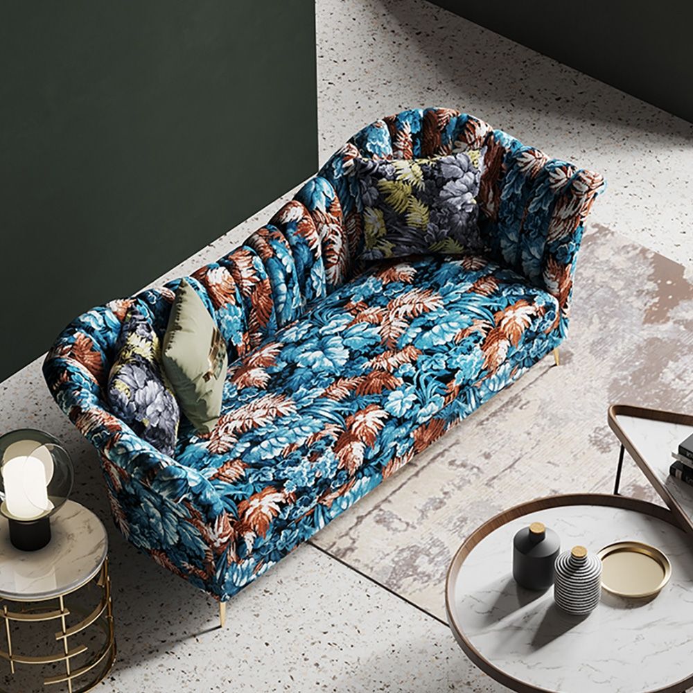 Tropical Style Couch Leaf Pattern Sofa for 3-Seaters