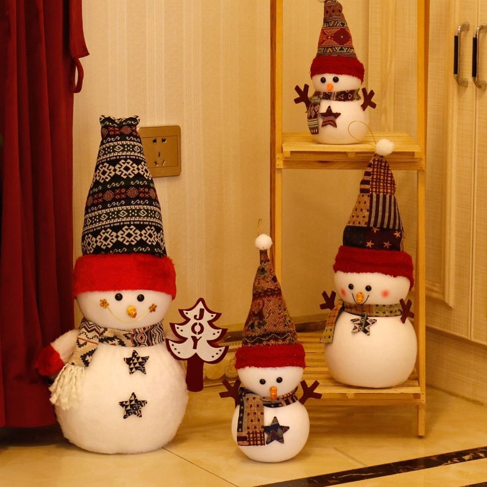Christmas Decoration Snowmen Doll Snowmen Plush Toys Stuffed Linen Set of 4