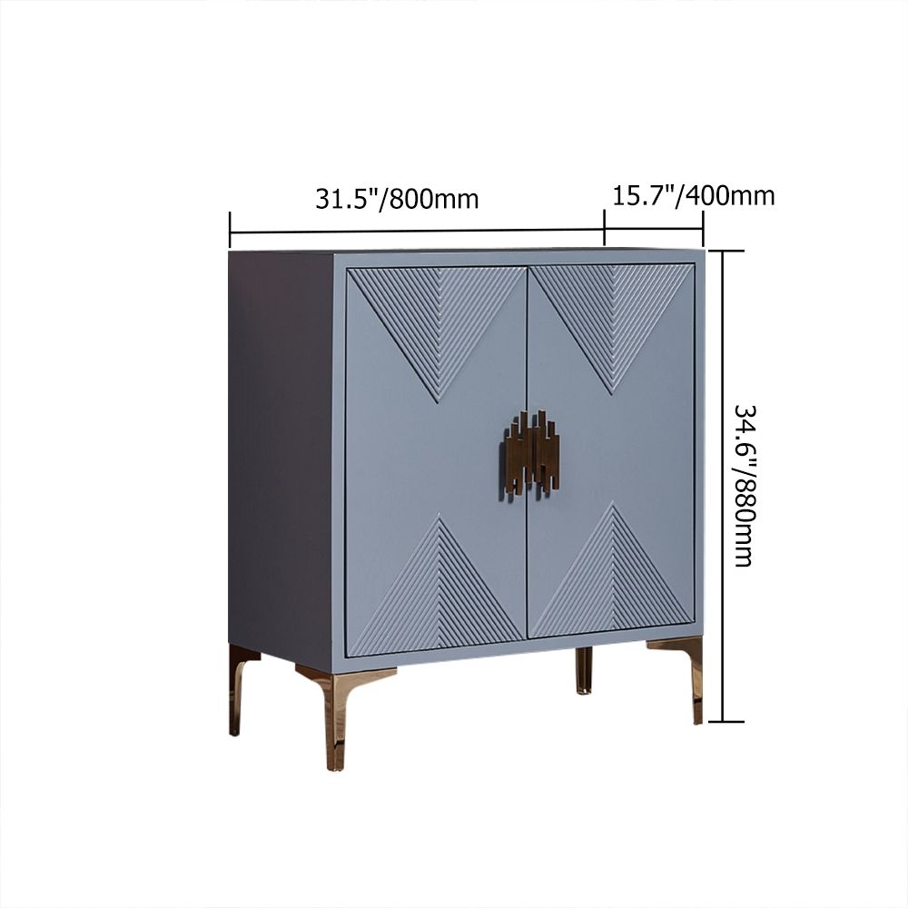 Modern Shoe Cabinet Blue Shoe Storage with Doors and Shelves Gold ...