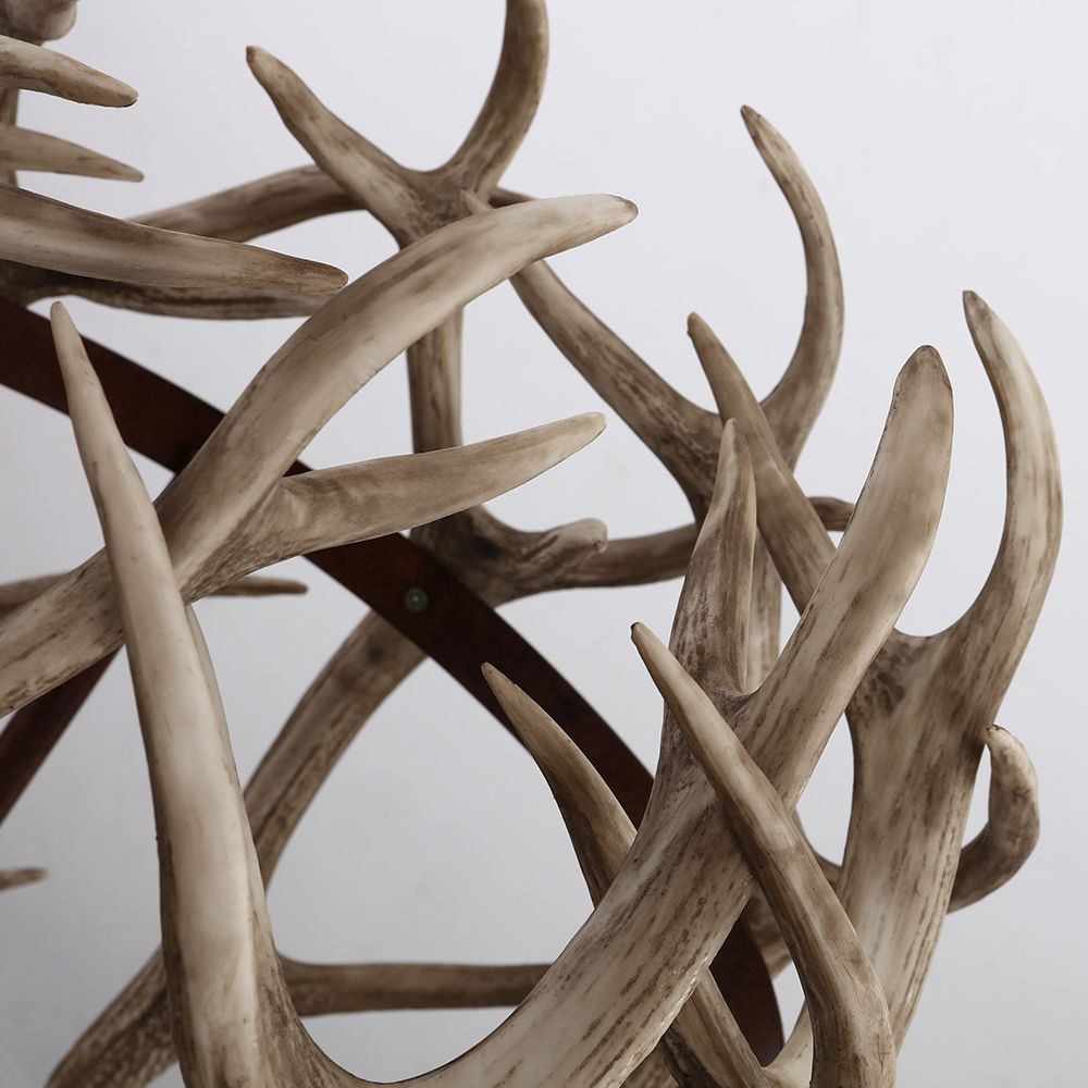 Rustic 24" Glass Side Table Round Antler Table Decorative Antler Drum ...