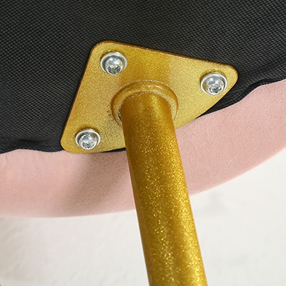 Modern Lovely Round Pink Velvet Upholstered Gold Dining Room Chair ...