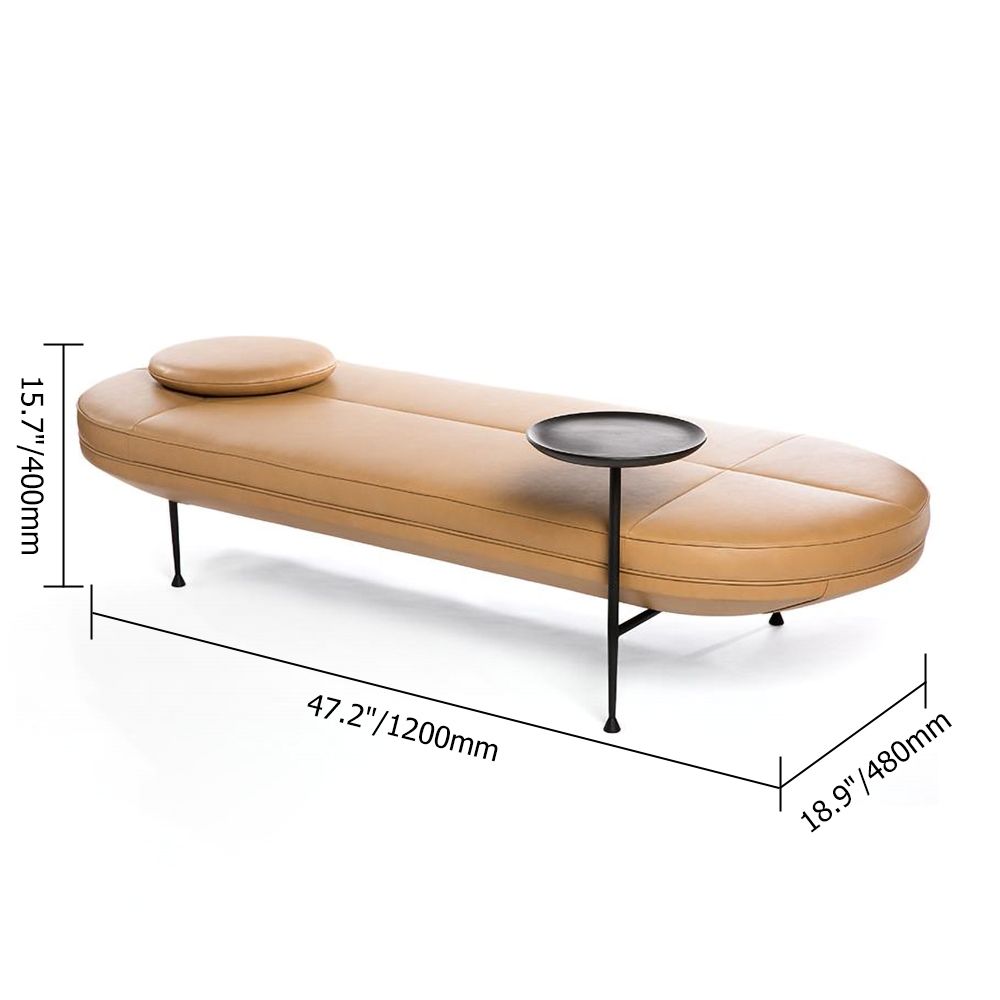 Modern Classic Oval Shape Bench Metal Bench PU Leather Bench with Table