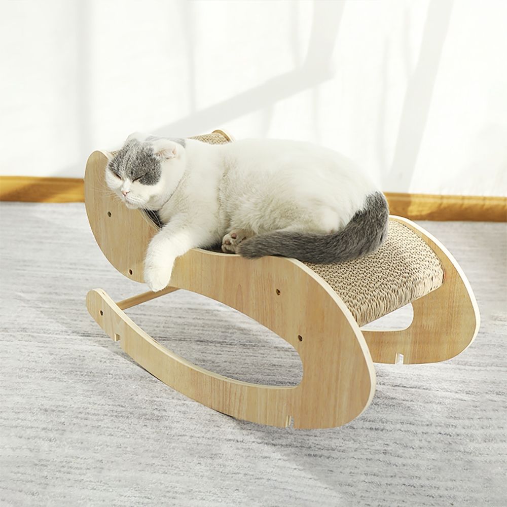 21.3"Lx10.6"Wx11.8"H Rocking Cat Bed Rocking Chair Plywood and ...