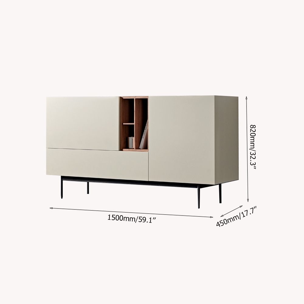 Beige Sideboard Storage Cabinet with Doors&Drawer&Shelves Entryway ...