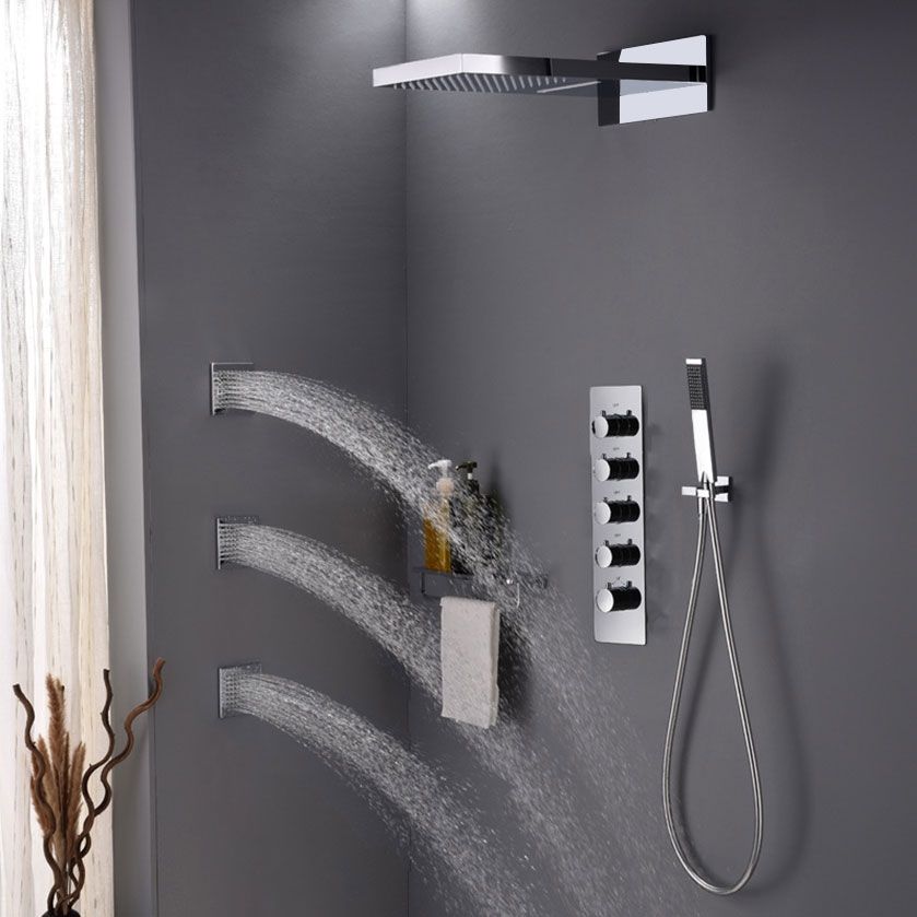 Contemporary Stylish Rain & Waterfall Wall Mount Shower System with ...