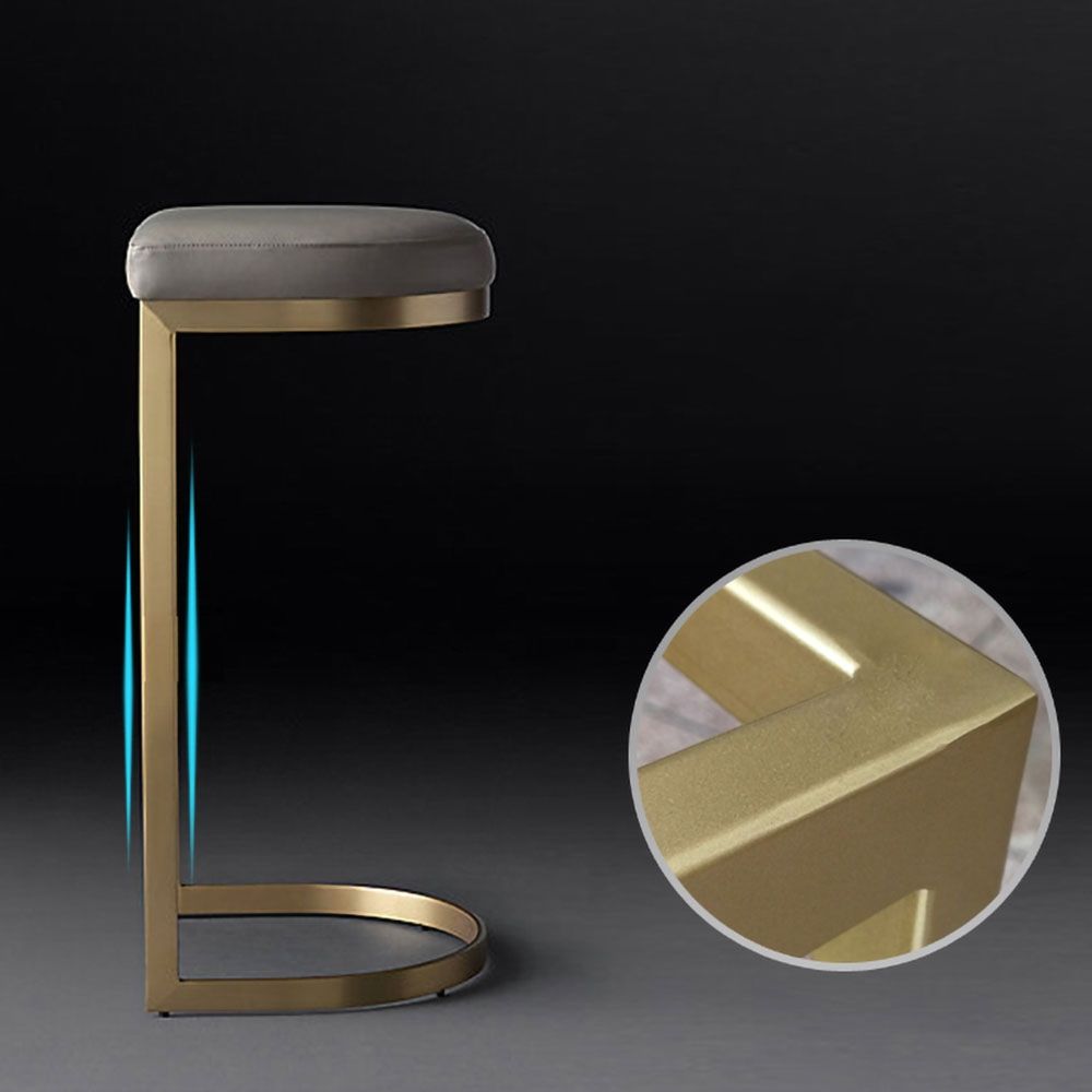 Modern Upholstered 26" Gray Bar Stool with Gold Legs