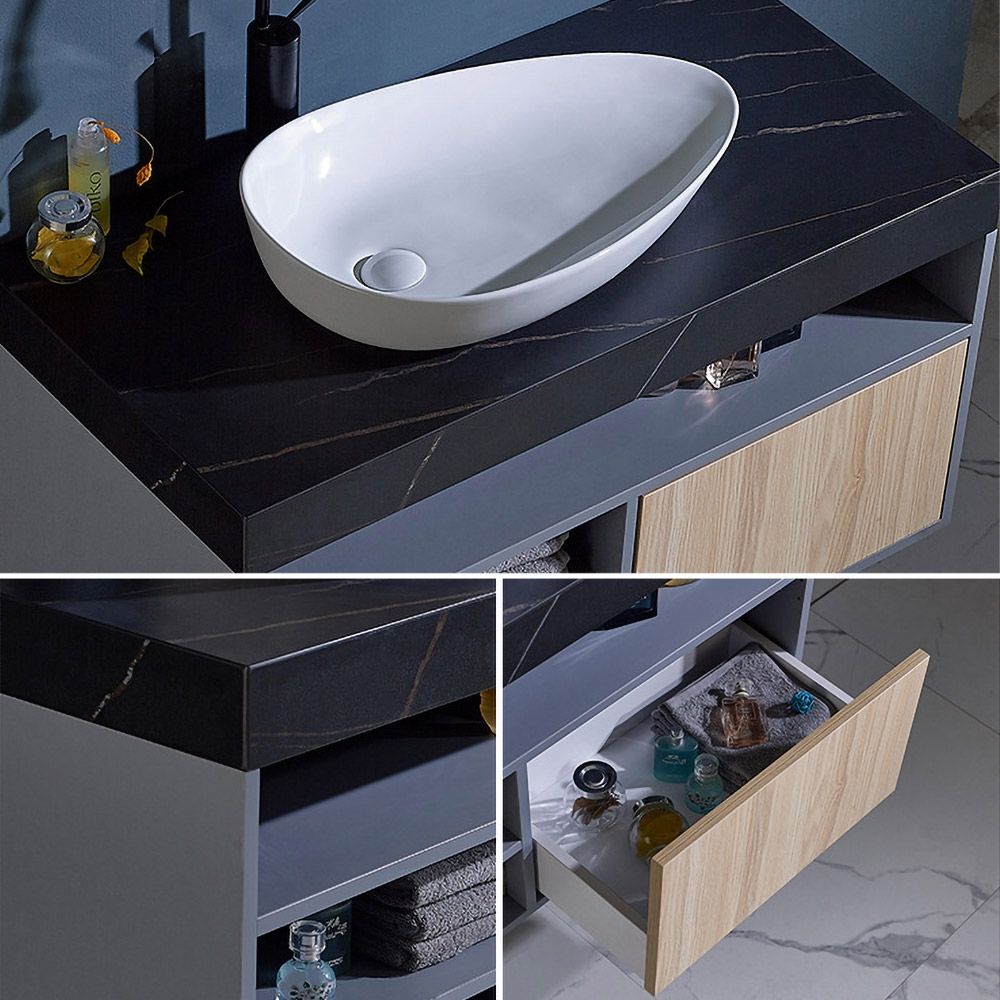 31.5" Modern Blue Bathroom Vanity Drawer Floating Bathroom Vanity ...