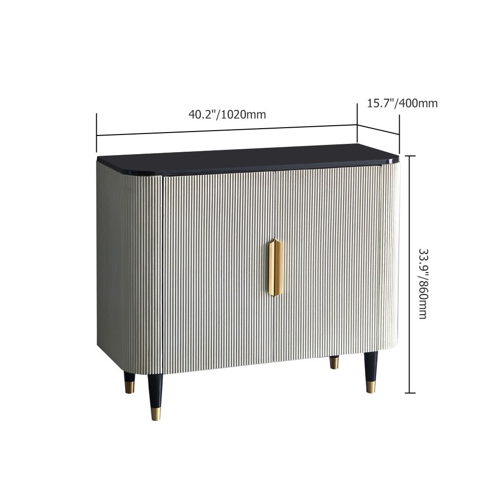 Modern Silver Sideboard Buffet With Doors&Shelves Kitchen Cabinet Gold ...