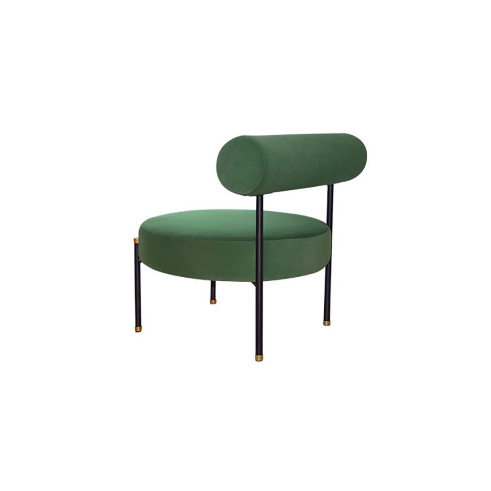 Round Green Accent Chair Velvet Upholstered Armless Accent Chair