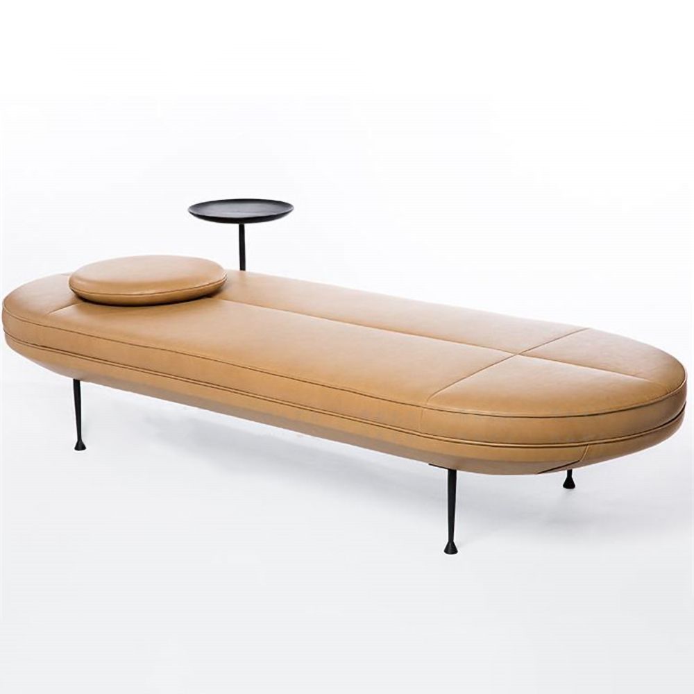 Modern Classic Oval Shape Bench Metal Bench PU Leather Bench with Table