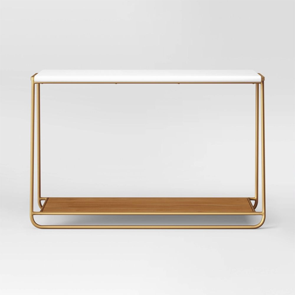 White&Natural Console Table with Shelf Entryway Table Contemporary for ...