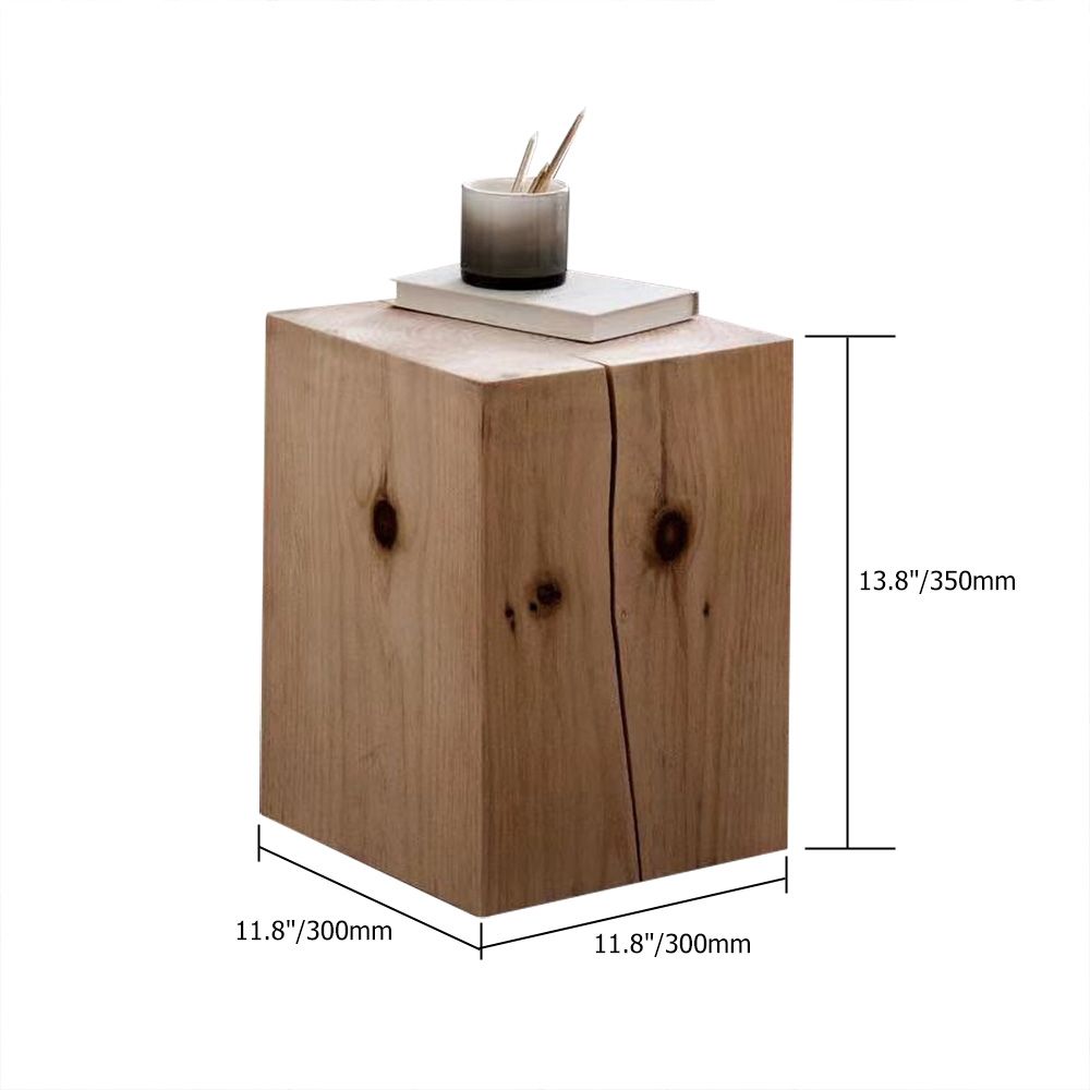 Farmhouse Wood Side Table Square End Table Pine Wood in Natural
