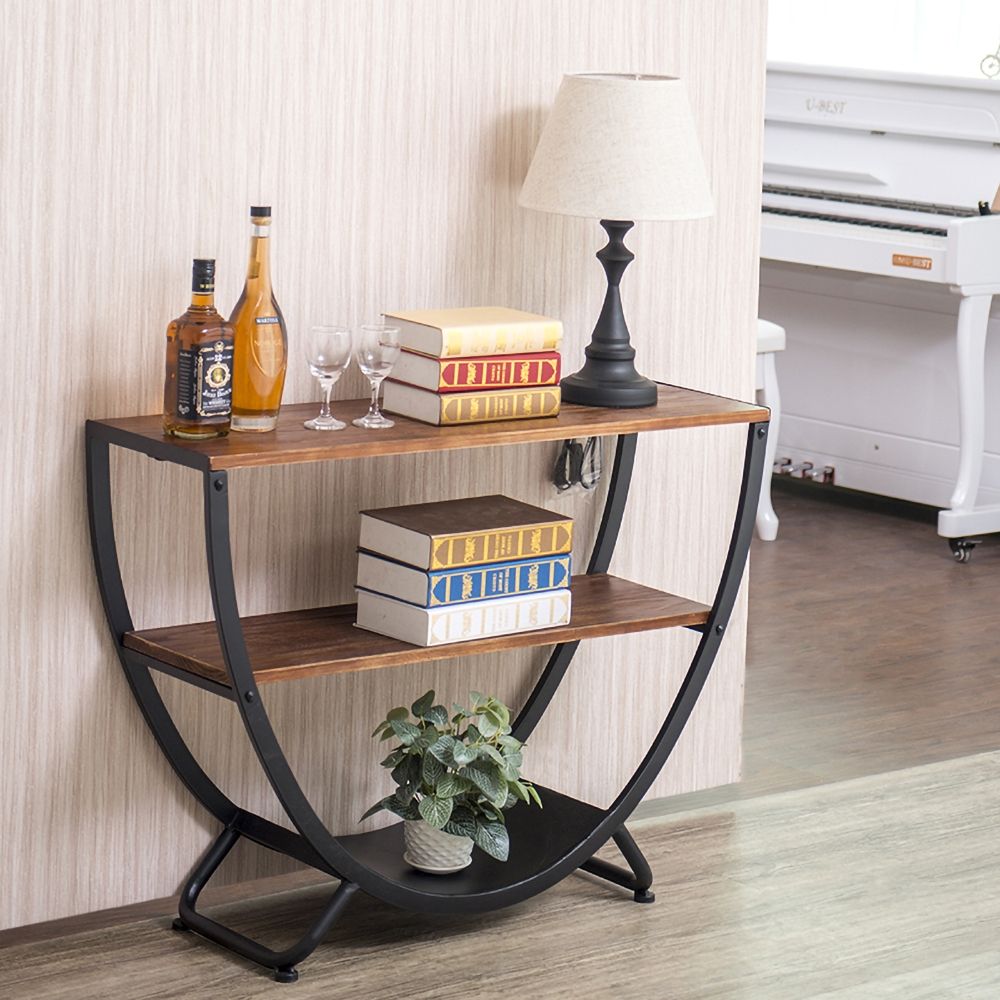Modern Console Table 3-Tiered with Shelf Entryway Table with Storage