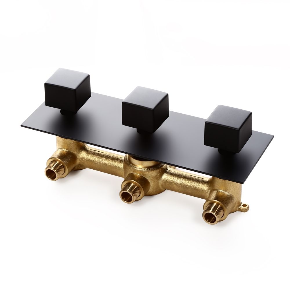 Concealed Matte Black Solid Brass Standard 3-Function Shower Valve and ...
