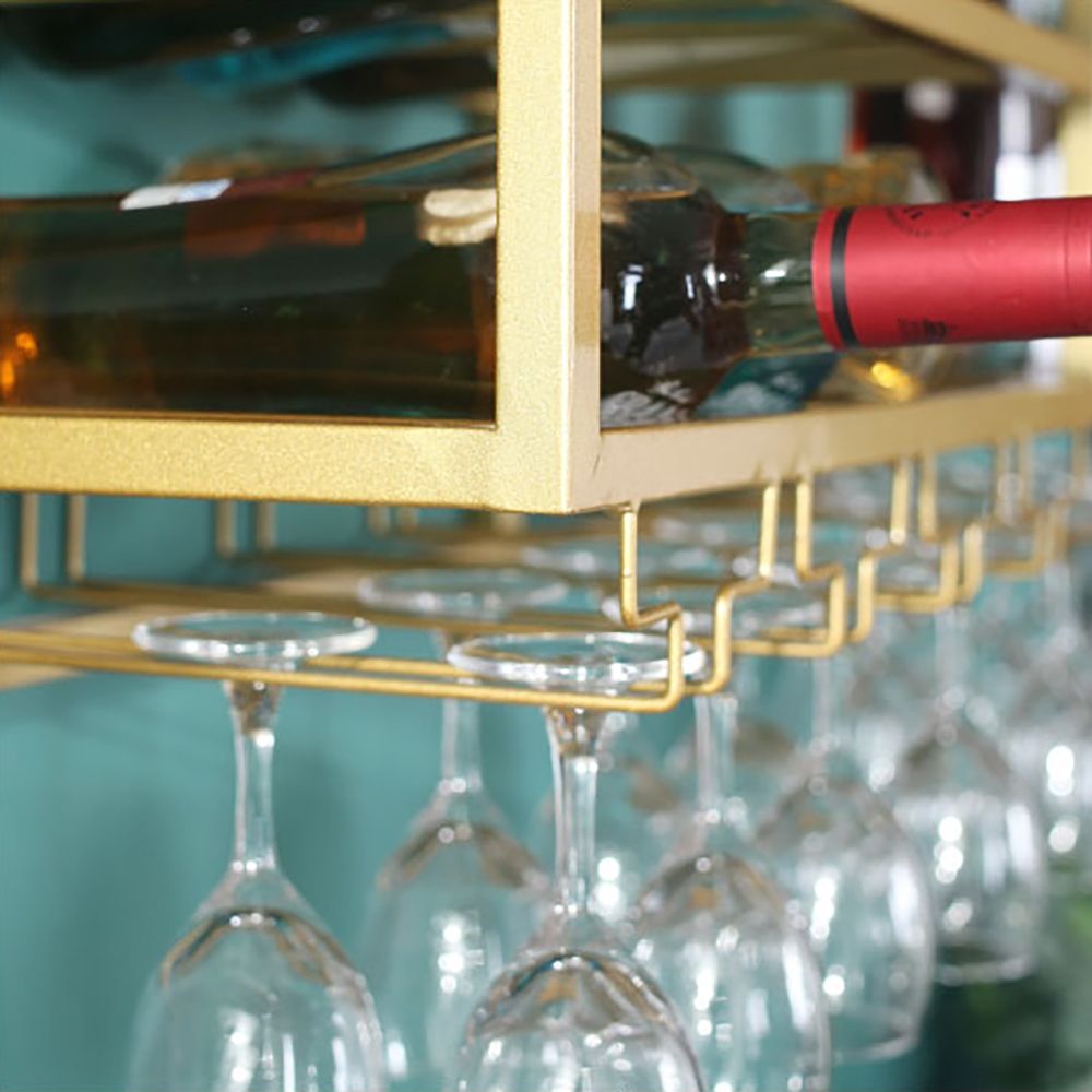 Nordic Metal Wall Mounted Wine Rack Glass Rack in Gold