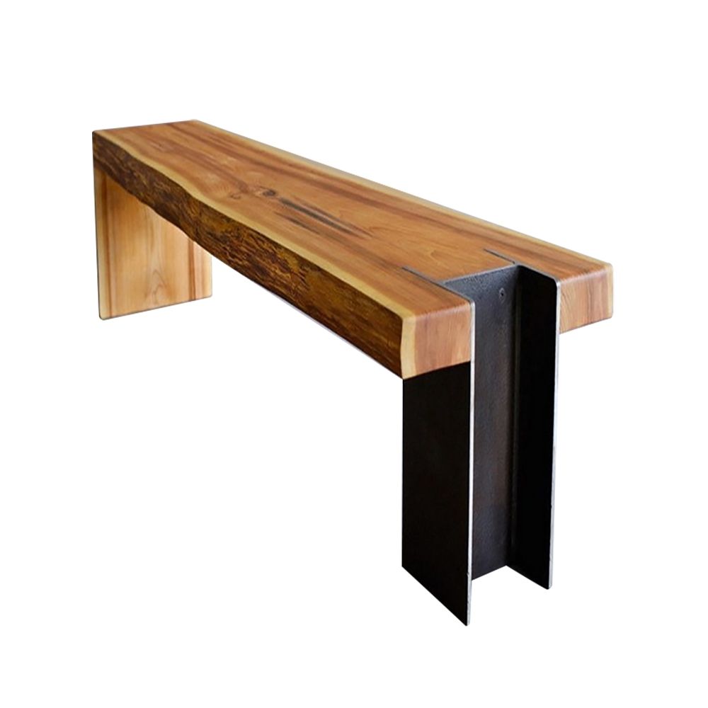 Retro Natural Bench Entrway Bench Metal Legs Bench
