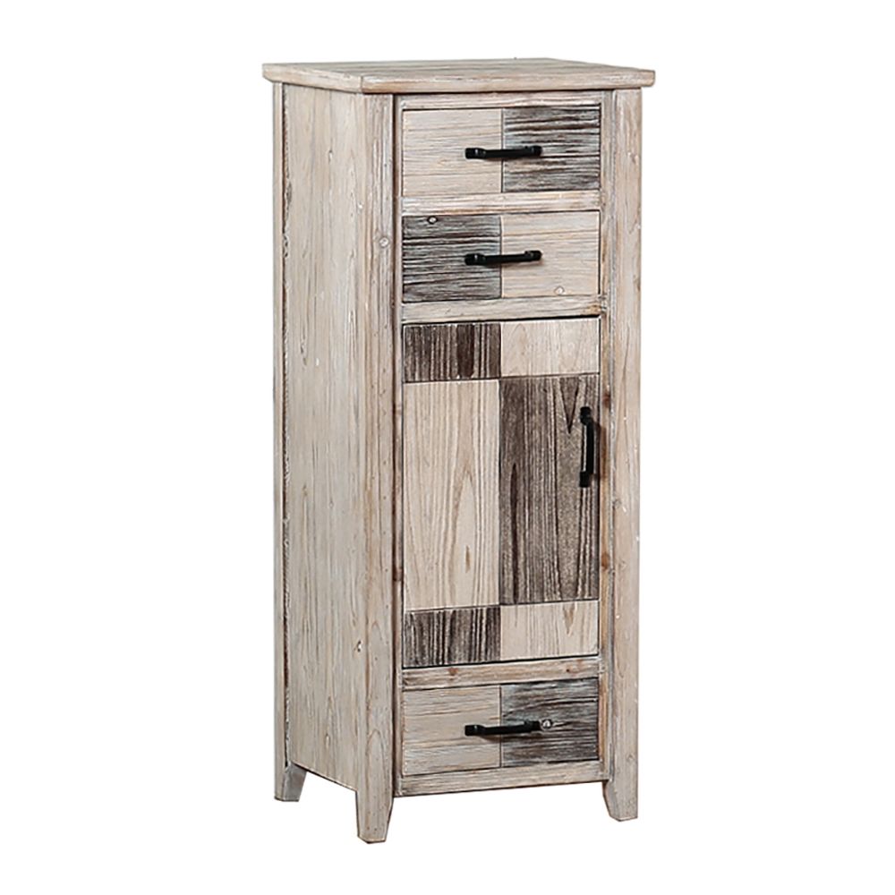 Tall Cabinet Distressed Natural Storage Cabinet 3 Drawers & 1 Door in ...