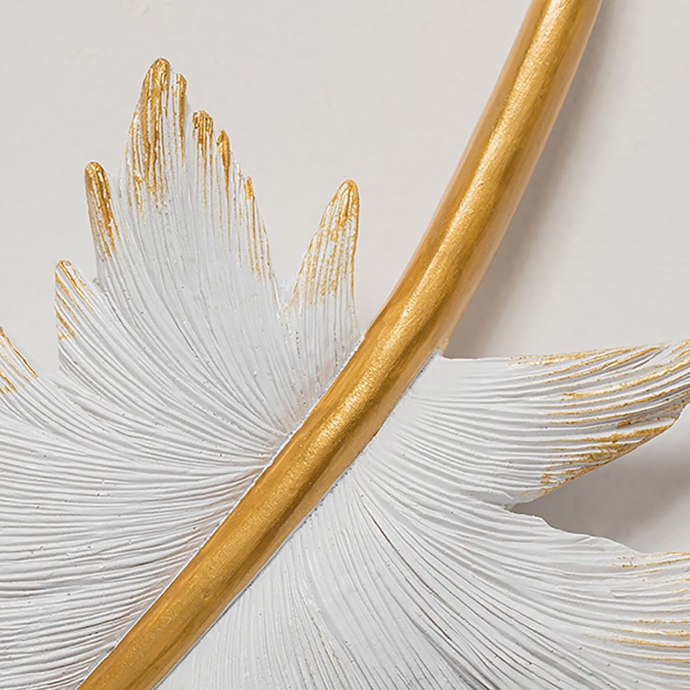3 Pieces White & Gold Feather Resin Modern Wall Decor Home Art Set