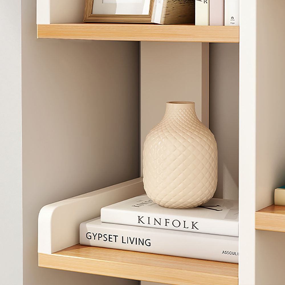 Contemporary Etagere Bookshelf with Drawer in White