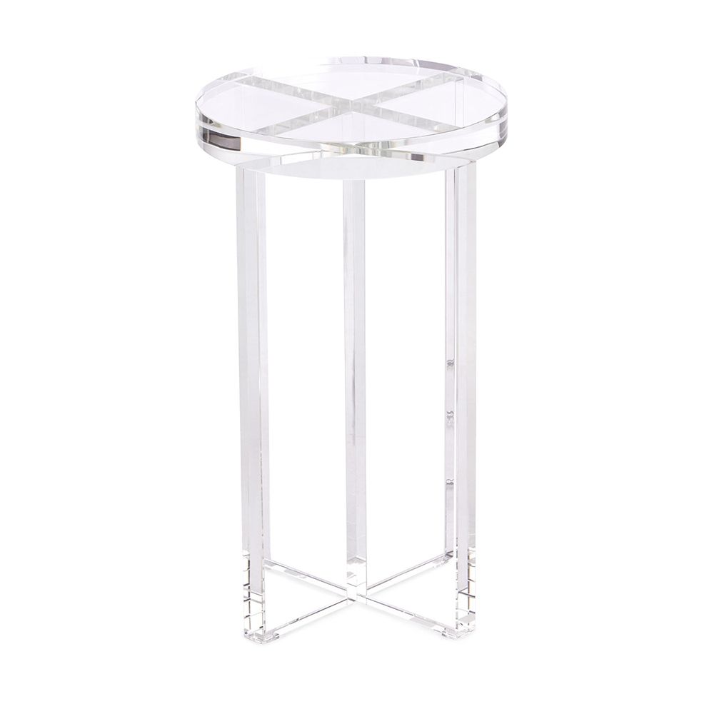 Round Clear Acrylic End Table Modern Side Table