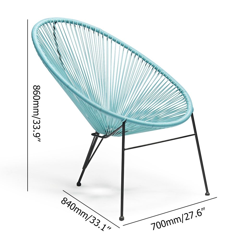 Cyan Rattan Woven Patio Accent Chair with Steel Frame