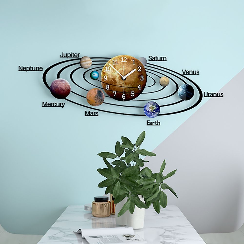 Modern Creative Wall Clock Solar System Eight Planets Home Decor