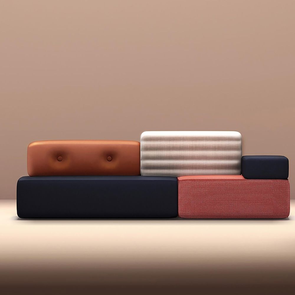 78.7" Velvet Upholstered Sofa 3-Seater Sofa Color Block Floor Sofa