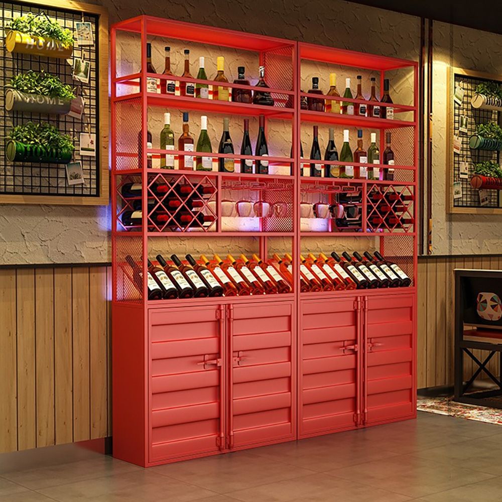 70.9" Industrial Standing Wine Rack Glass Rack in Red