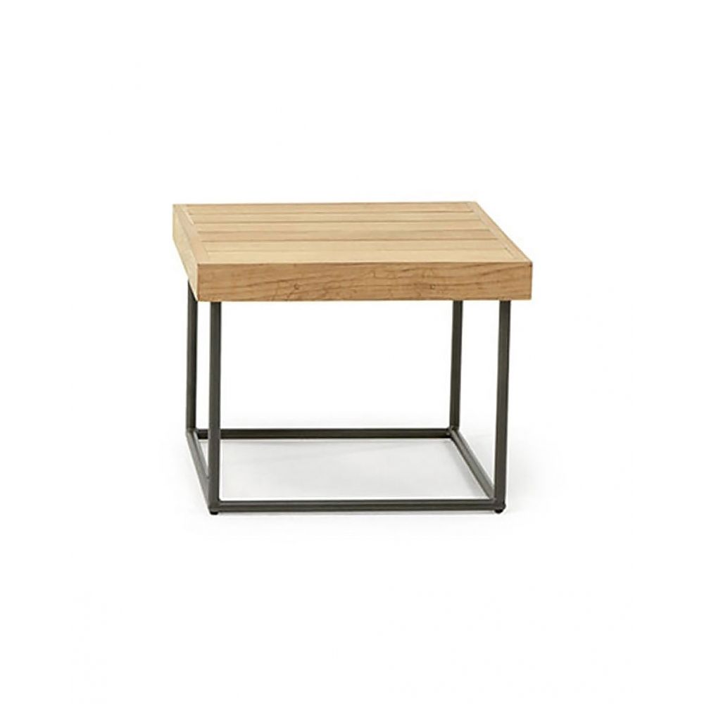 Square End Table with Board-Top in Cube Shape