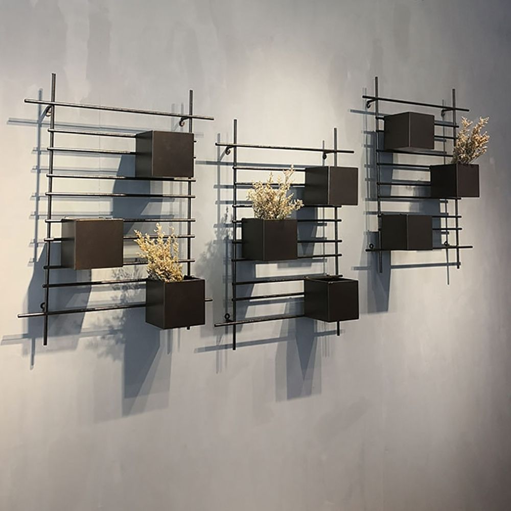 Industrial Wall Plant Stand Planter Rack with Adjustable Flower Pots