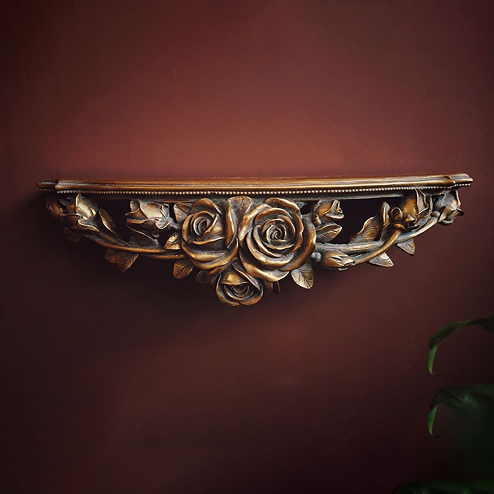 Vintage Floating Shelves Decor Rose Carving Shelf