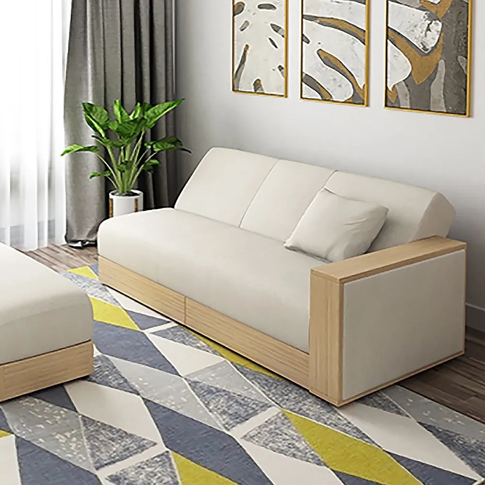 White Modern Full Sleeper Sofa Upholstered Convertible Sofa Solid Wood ...