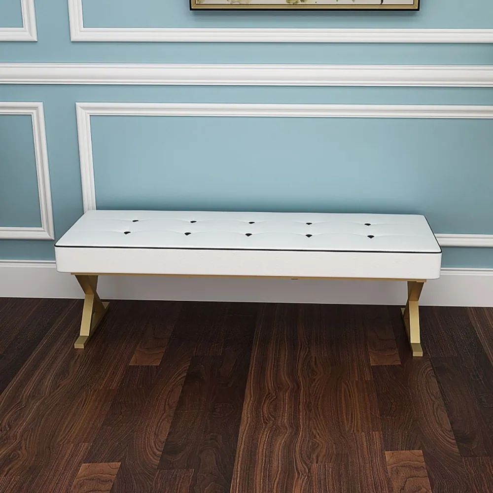 White Bnech Leather Upholstered Bench Ottoman Bench Nordic Bench