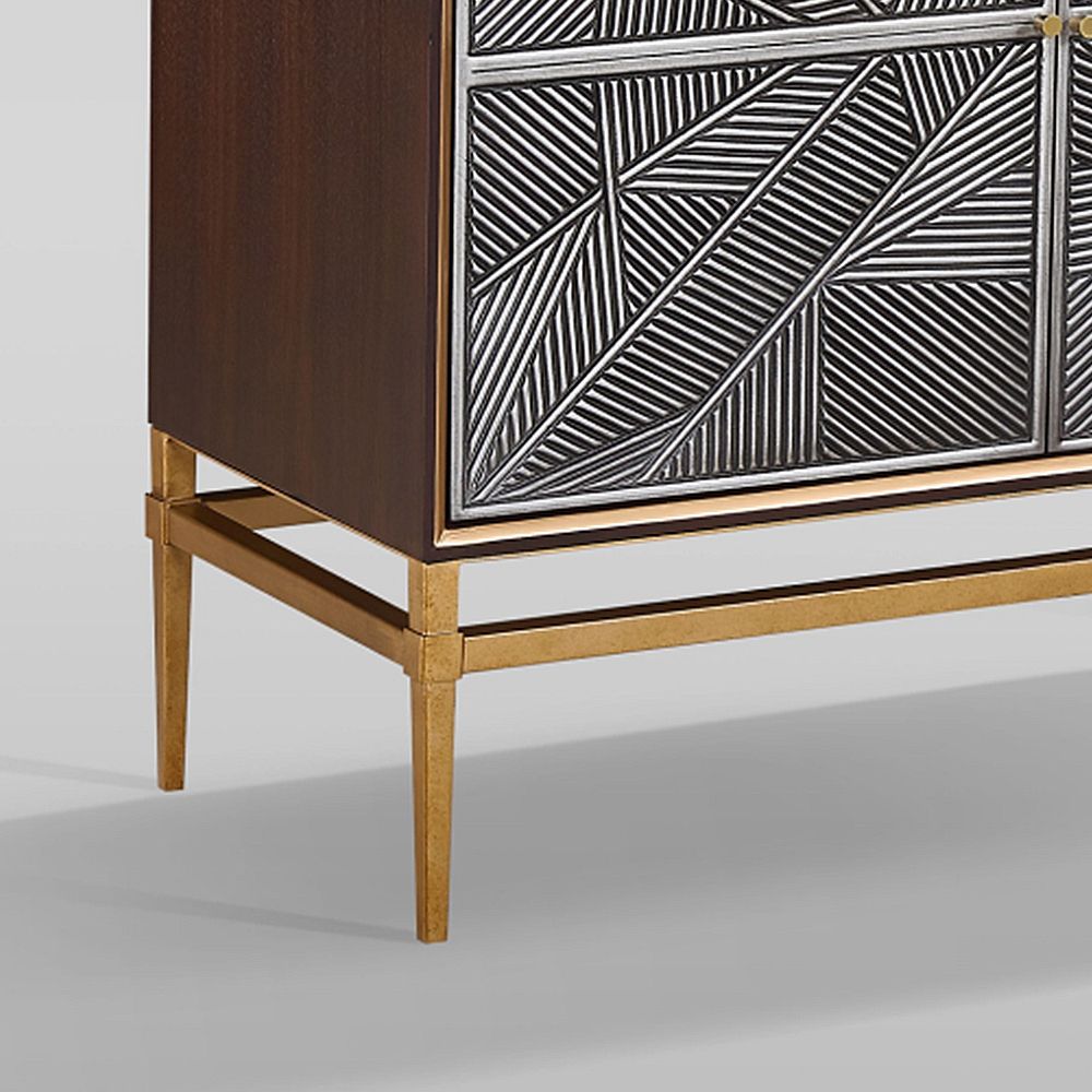 Postmodern Silver Gray Display Cabinet 2-Door 36" Abstract Cabinet with ...