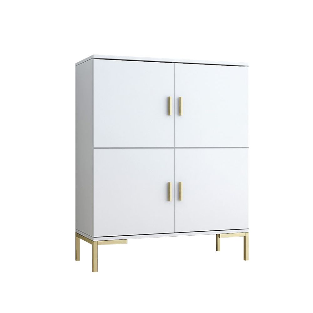 1041mm Modern White Cabinet 4-Door 6-Shelf Thin Cabinet Gold Finish