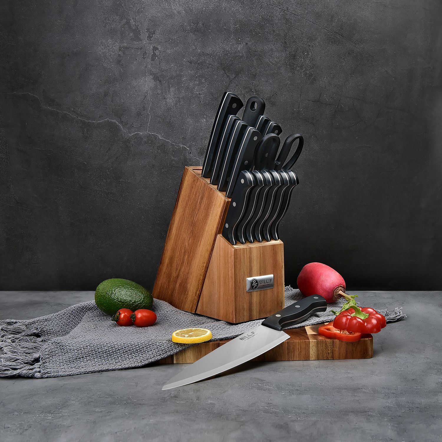 16 Pieces Stainless Steel Knife Block Set