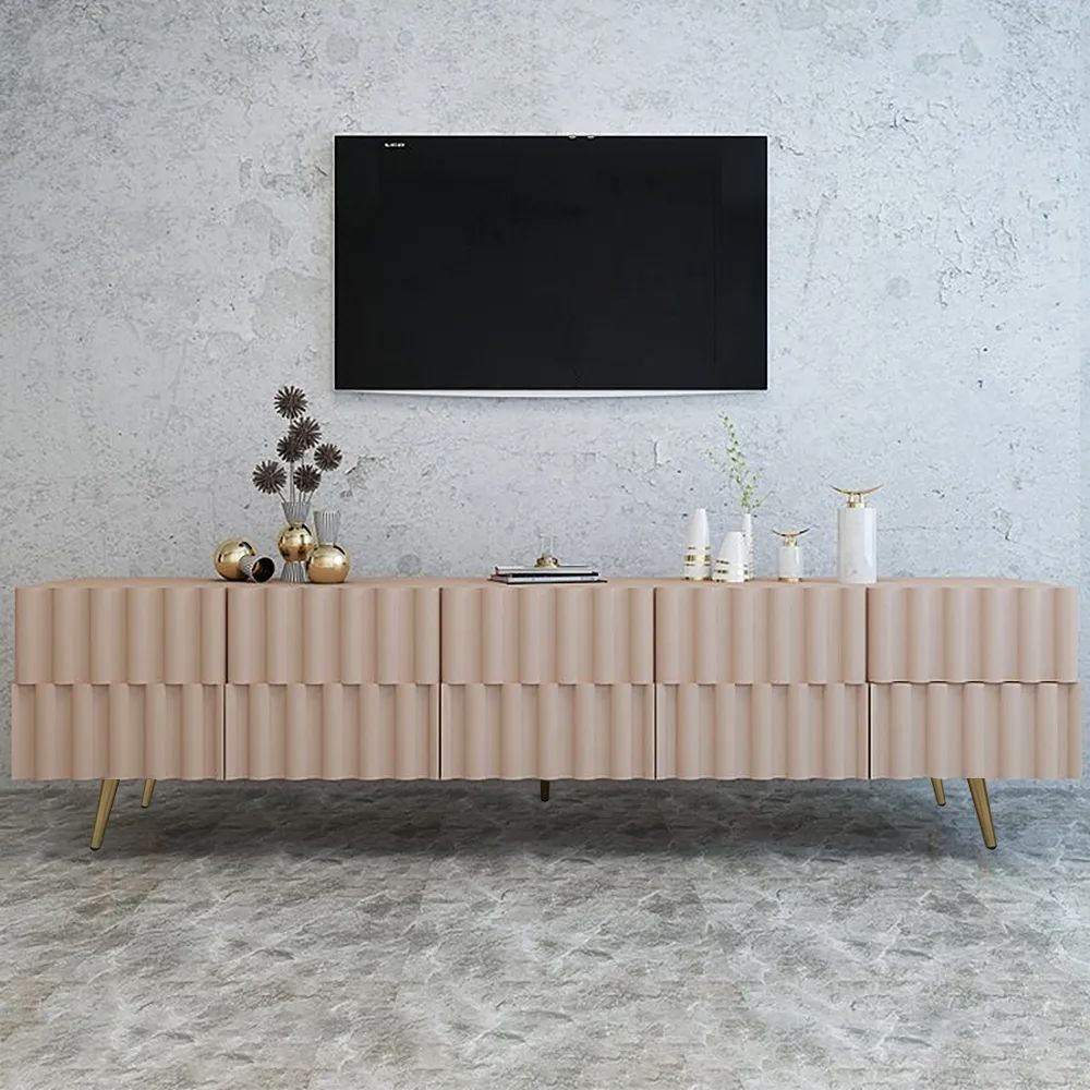 Pink Mid Century TV Stand with 4 Doors and 2 Drawers for 1981mm TV