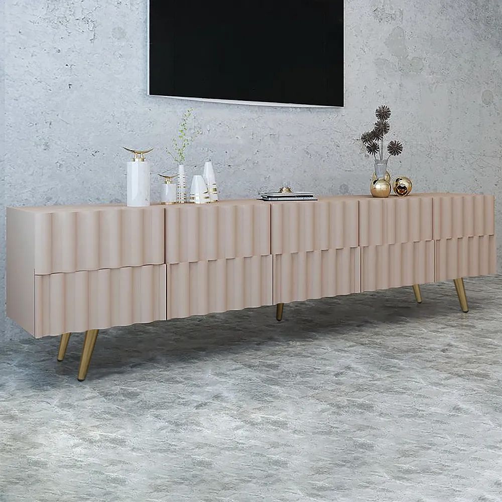 Pink Mid Century TV Stand with 4 Doors and 2 Drawers for 1981mm TV