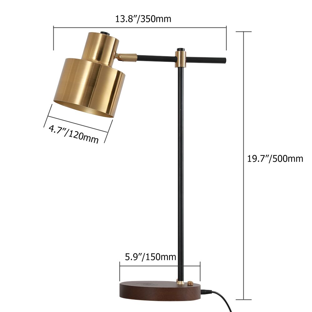 Modern Table Lamp with Wireless Charger USB 1-Light Desktop Touch Lamp ...