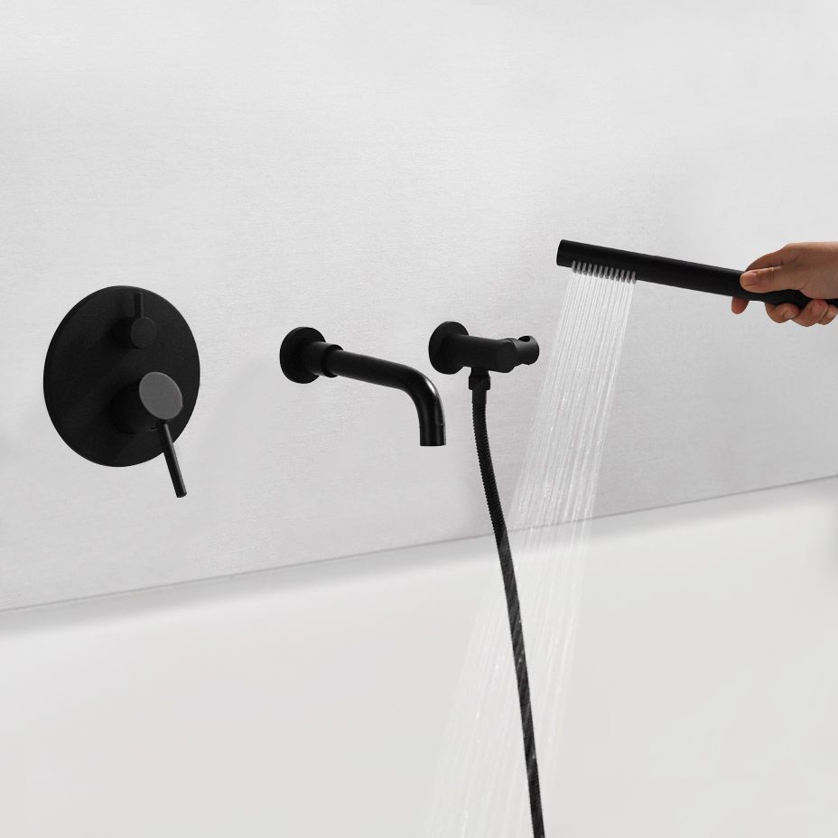 Modern Wall-Mount Matte Black Bath Filler Mixer Tap with Handshower ...