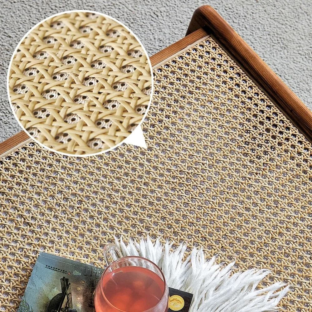 Rattan and Wood Lounge Chair Accent Chair in Walnut