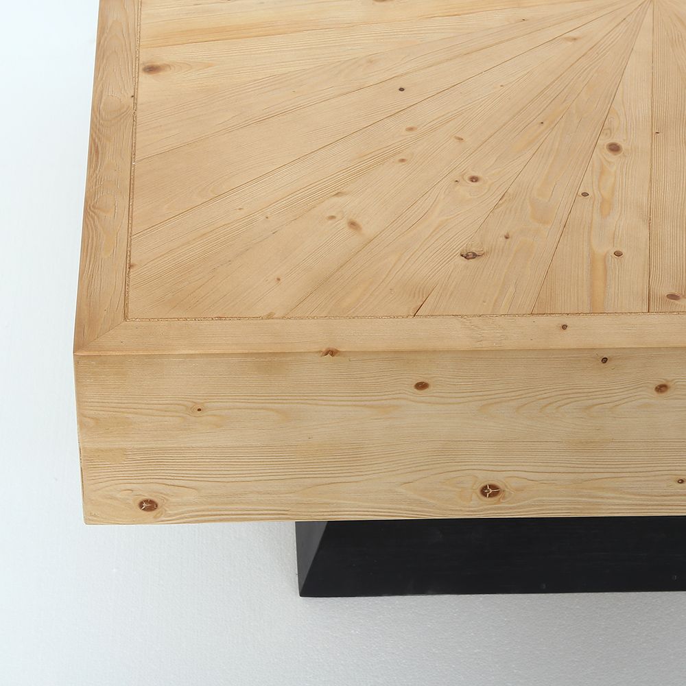 Modern Square Coffee Table with Wooden Top Black & Natural