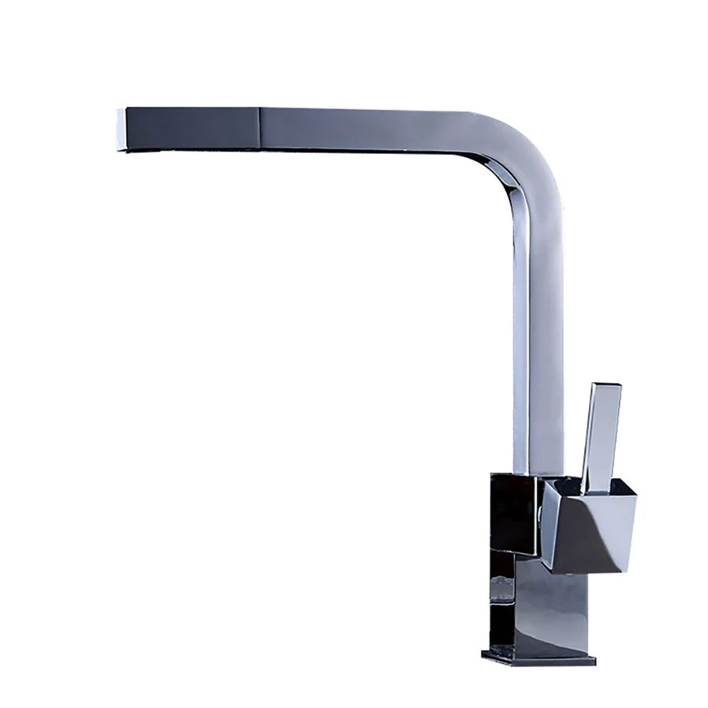 Contemporary Single Handle Square Pull-Out Brass Kitchen Faucet in ...
