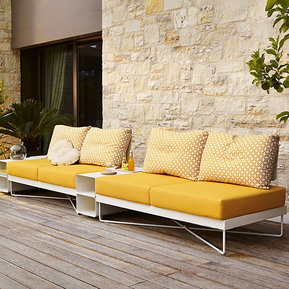 Rattan Outdoor Sofa Armless Sofa with Pillow Cushion 2-Seater 2 Colour ...